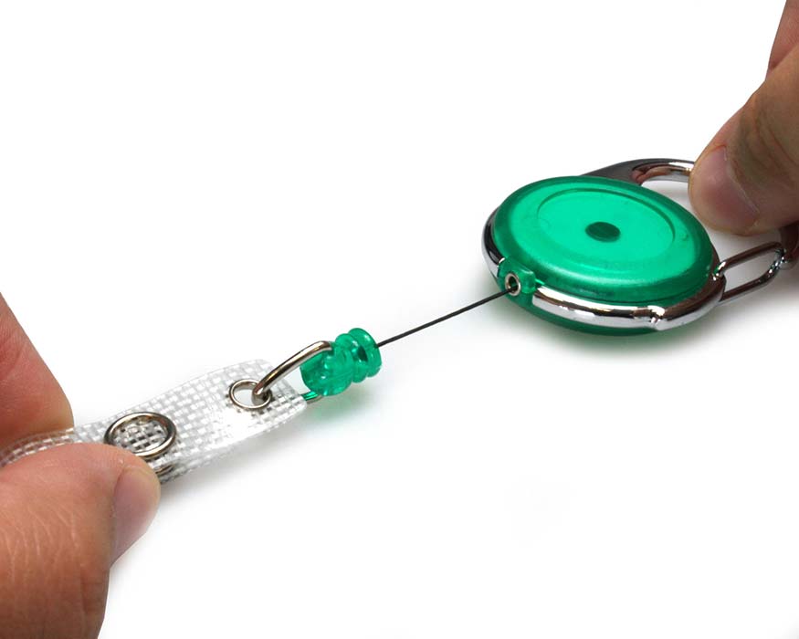 Green Translucent Carabiner ID Card Badge Reels with Strap Clip (Pack ...