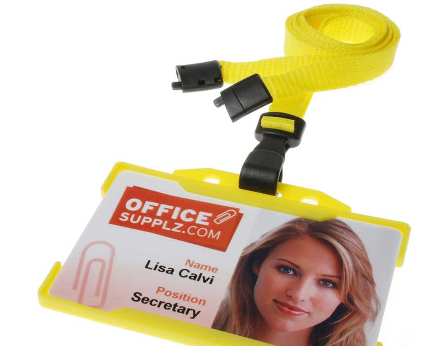 Plain Yellow Lanyards with Breakaway and Plastic J Clip (Pack of 100)